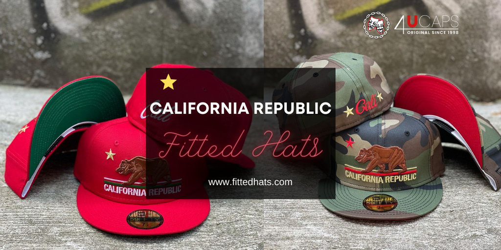 New Era California Republic Red & Camouflage Fitted Hats