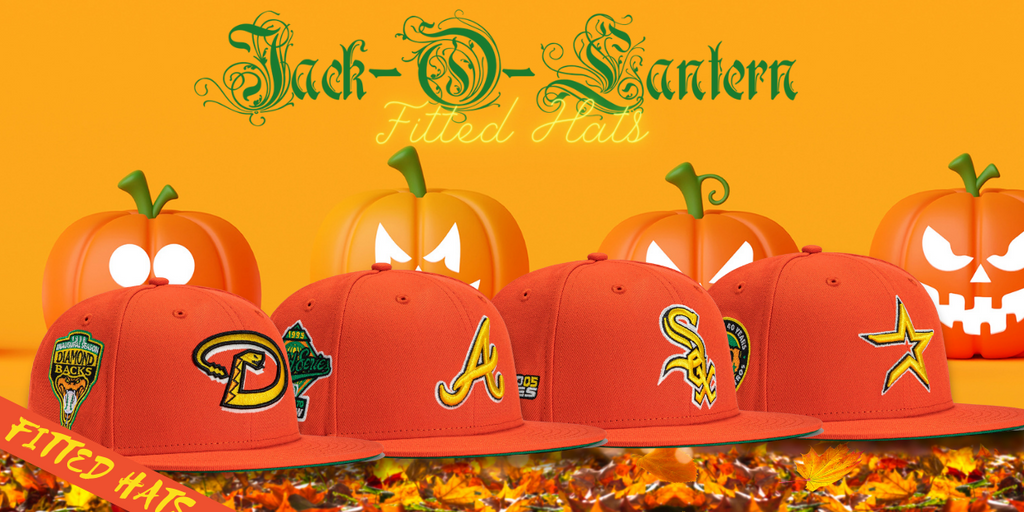 Jack-O-Lantern Fitted Hats By Hat Club | Halloween Pumpkin Fitted Caps