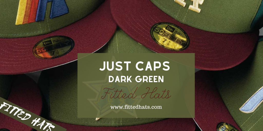 Just Caps Dark Green Fitted Hats