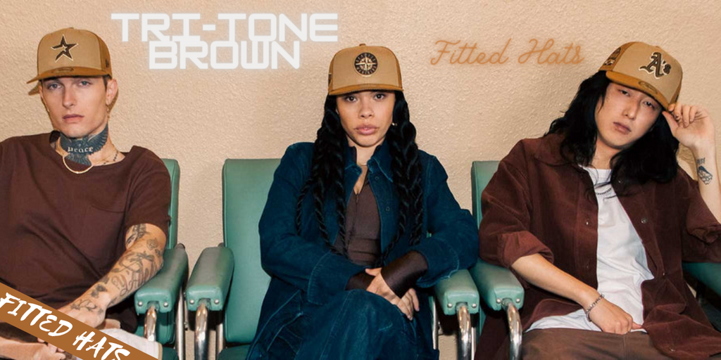 Tri-Tone Brown Fitted Hats by New Era | Brown Pinwheel Fitted Caps