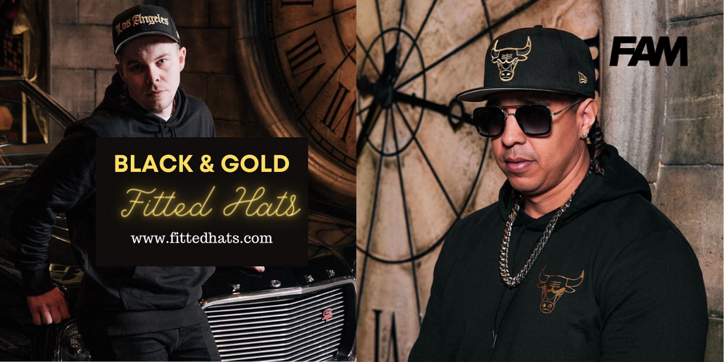 Black & Gold Chicago Bulls & LA Dodgers Fitted Hats Drop by Fam Cap St