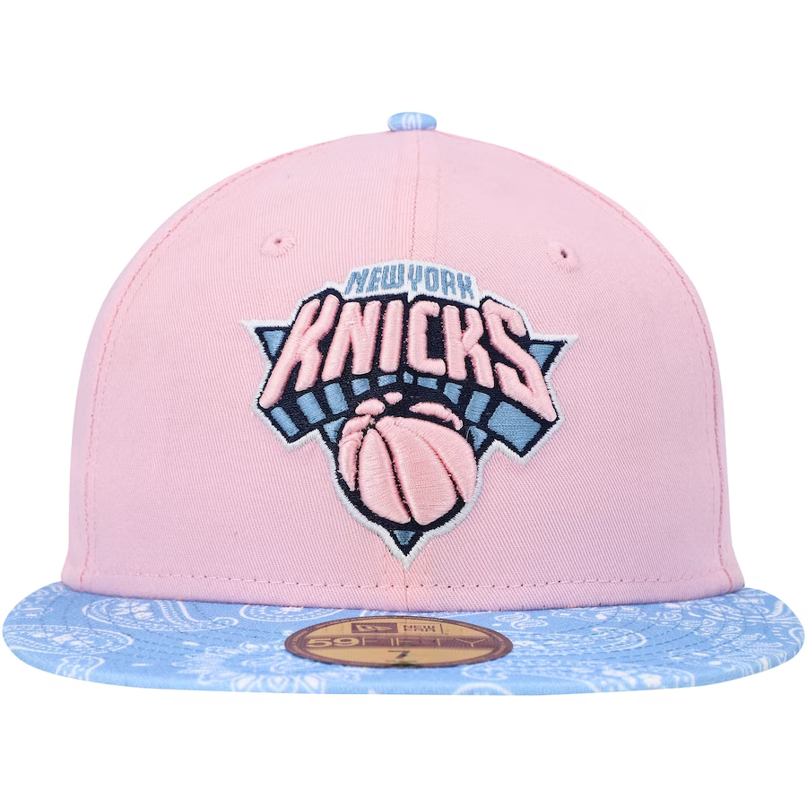 New Era New York Knicks Pink/Light Blue Paisley Visor 59FIFTY Fitted Hat