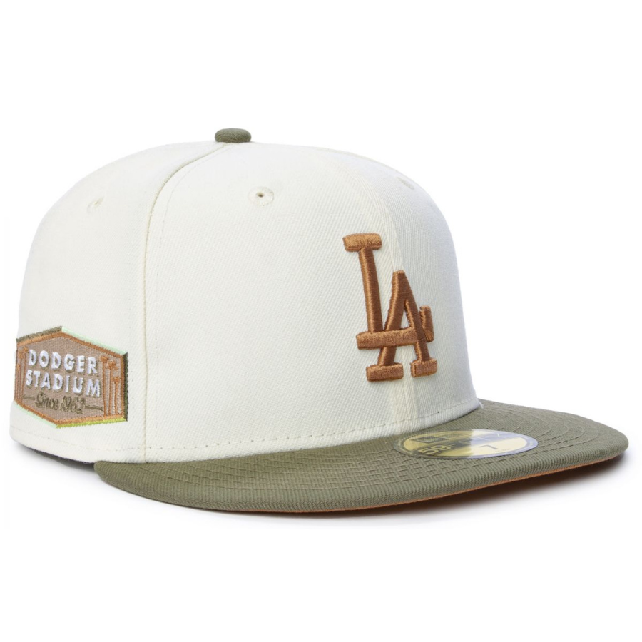 New Era Los Angeles Dodgers White/Olive Dodger Stadium 59FIFTY Fitted Hat