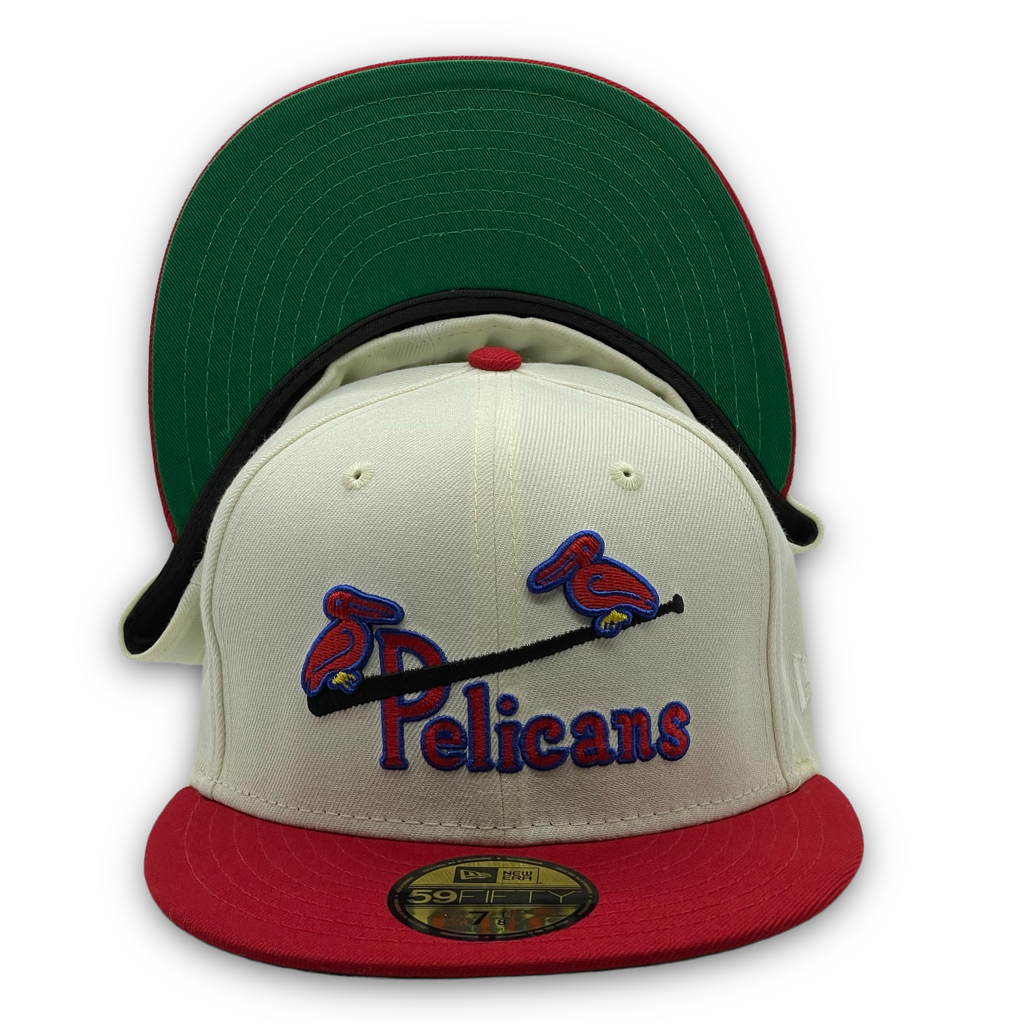 New Era New Orleans Pelicans 1942 Jersey Front Chrome/Red 59FIFTY ...