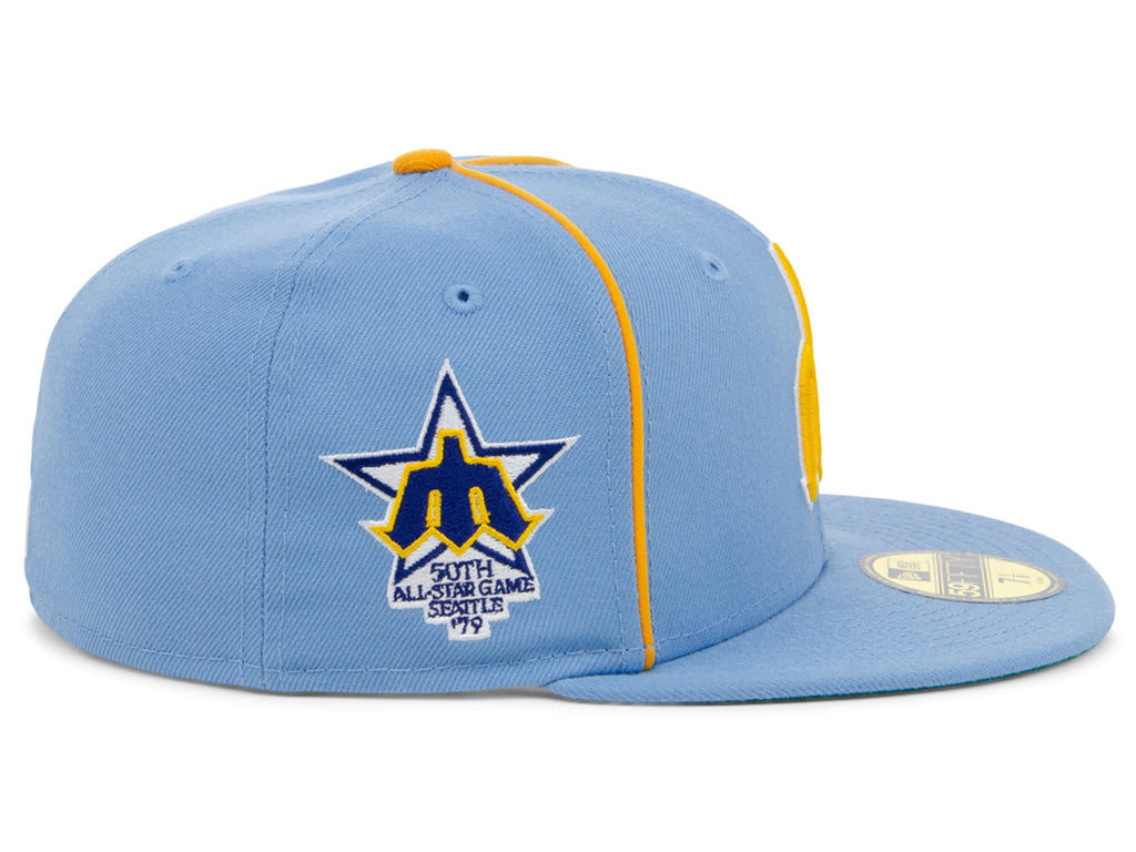 New Era x Lids HD Seattle Mariners Powder Blue Pipe 2022 59FIFTY Fitted Cap