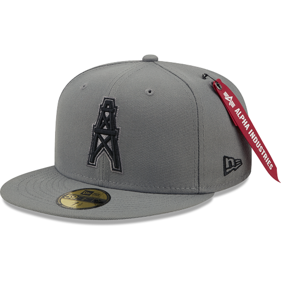 New Era Alpha Industries X Houston Oilers Gray 2022 59FIFTY Fitted Hat