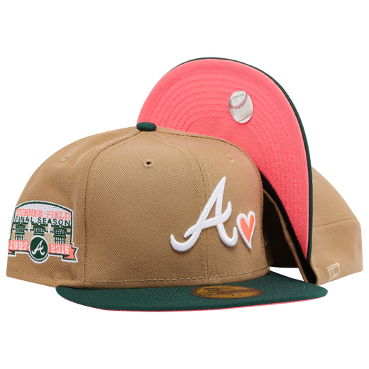New Era x Champs Sports Atlanta Braves Tan/Pine Green Pink Hearts 59FI