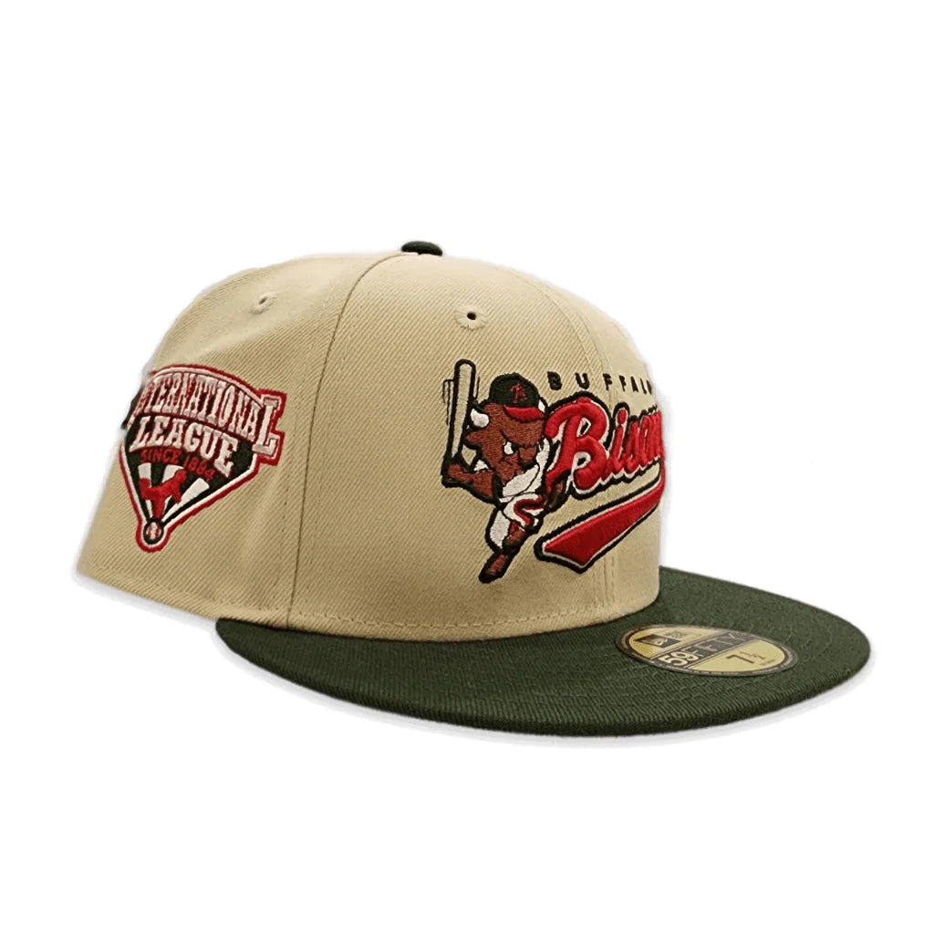 New Era Buffalo Bison Vegas Gold/Olive Green International League 59FI