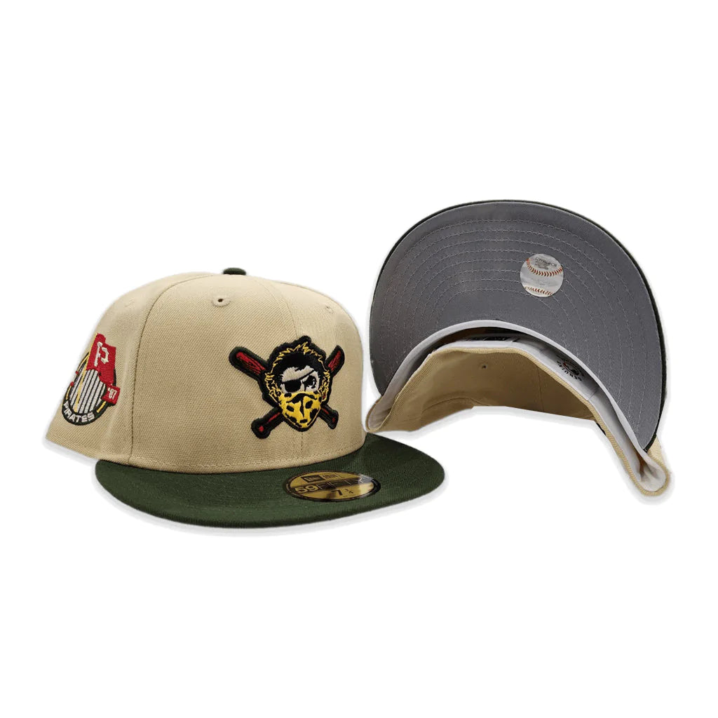 New Era Pittsburgh Pirates Vegas Gold/Olive Green Pirates Flag 59FIFTY
