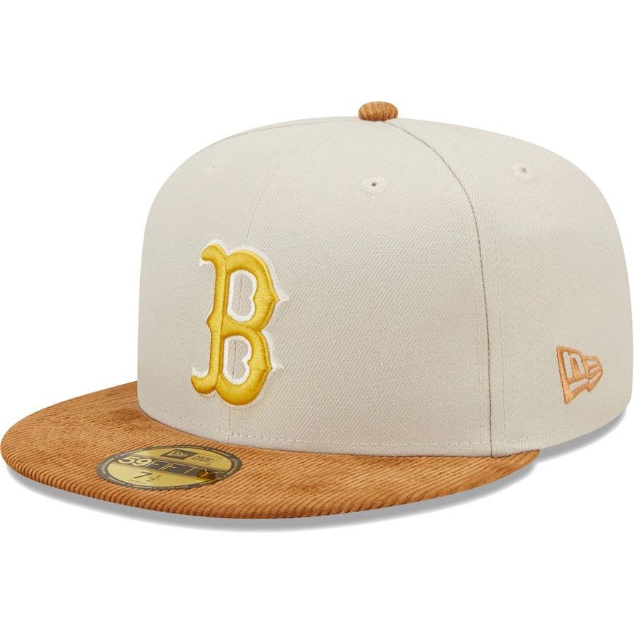 New Era Boston Red Sox Cream/Brown Corduroy Visor 2022 59FIFTY Fitted