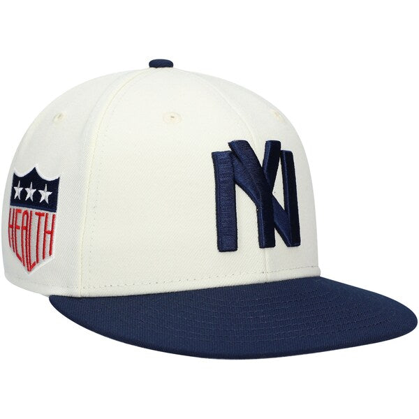 Rings & Crwns New York Black Yankees Team Fitted Hat - Cream/Navy