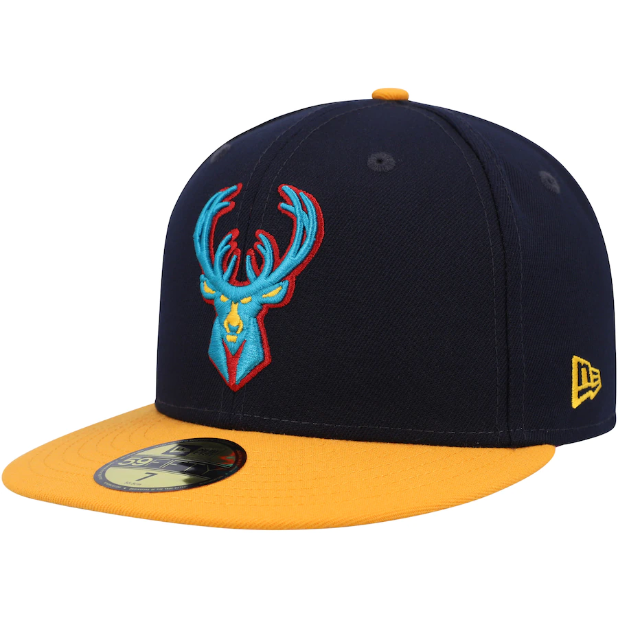 New Era Milwaukee Bucks Navy/Gold Midnight 59FIFTY Fitted Hat