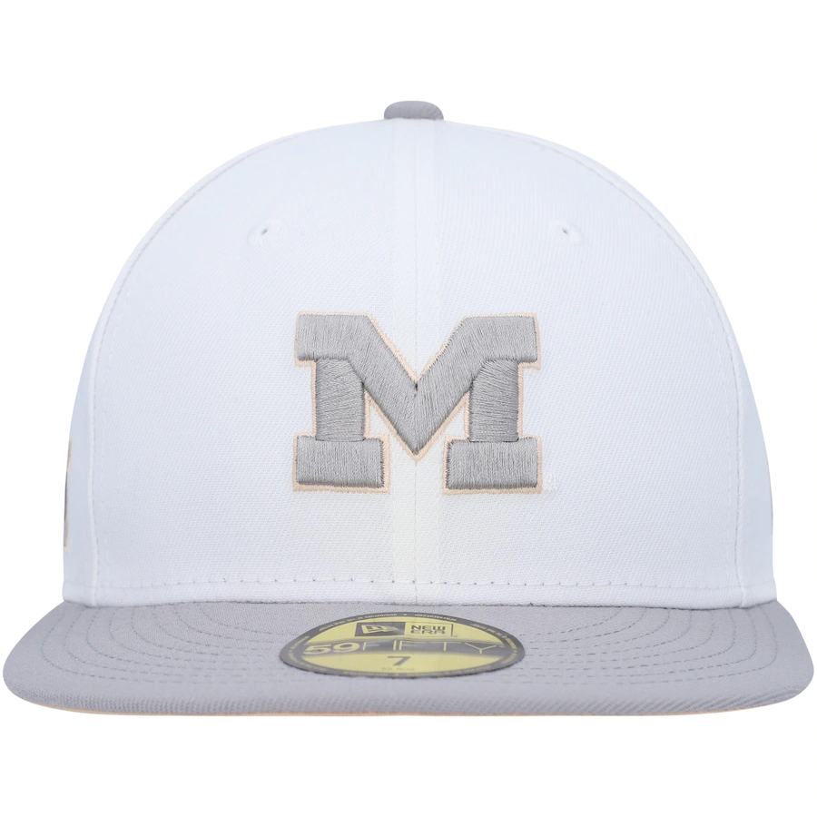 New Era Michigan Wolverines White/Gray Neutral Apricot 59FIFTY Fitted Hat