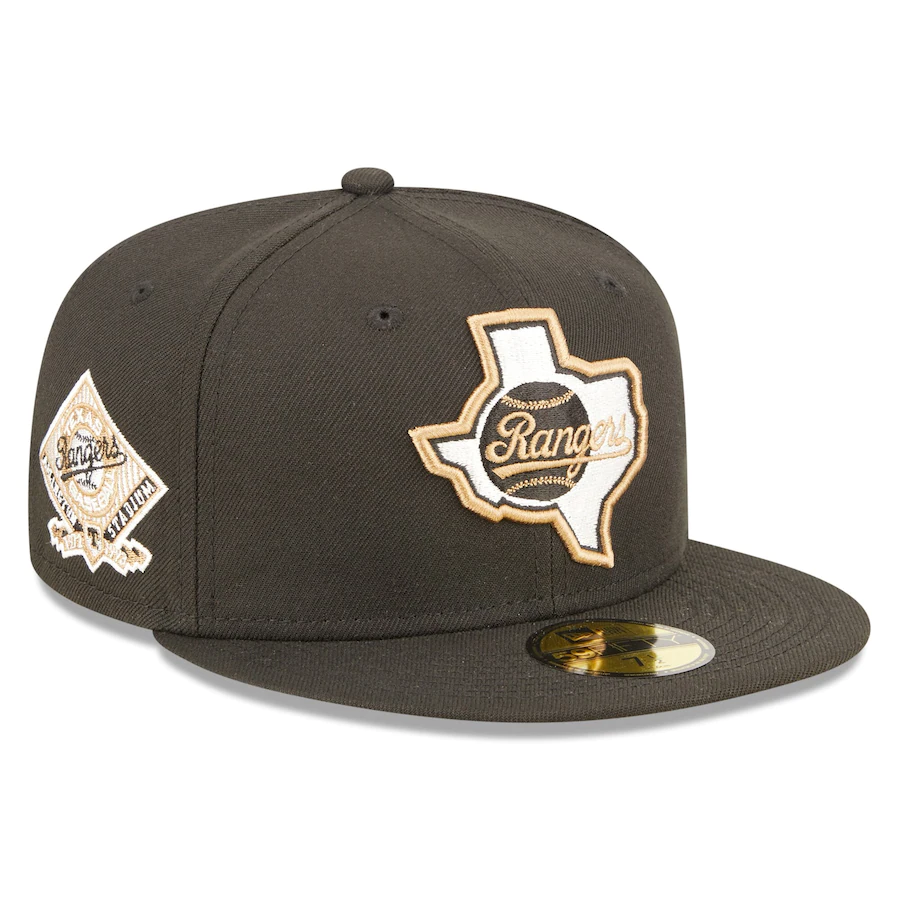 New Era Texas Rangers Black Arlington Stadium Wheat Undervisor 59FIFTY ...