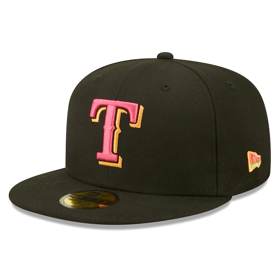 New Era Texas Rangers Black Summer Sherbet 59FIFTY Fitted Hat