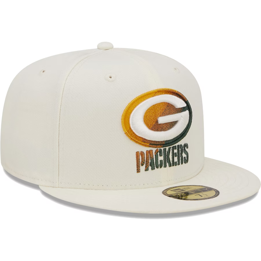New Era Green Bay Packers Cream Chrome Color Dim 59FIFTY Fitted Hat