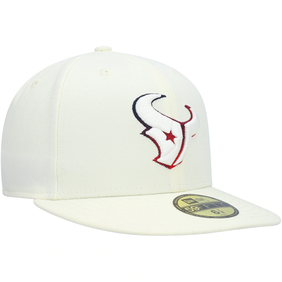 New Era Houston Texans Cream Chrome Color Dim 59FIFTY Fitted Hat
