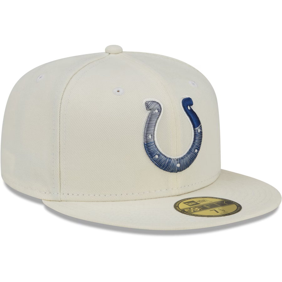 New Era Indianapolis Colts Cream Chrome Color Dim 59FIFTY Fitted Hat