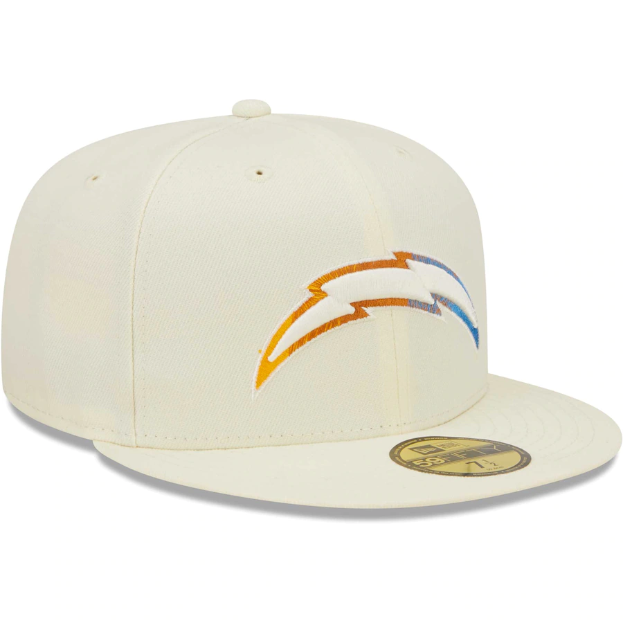 New Era Los Angeles Chargers Cream Chrome Color Dim 59FIFTY Fitted Hat