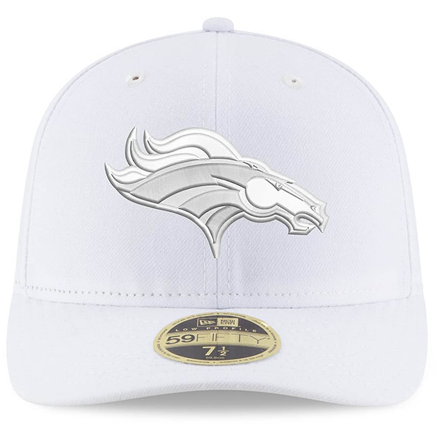 New Era Denver Broncos Primary Logo White on White Low Profile 59FIFTY ...