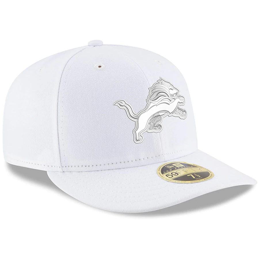 New Era Detroit Lions White on White Low Profile 59FIFTY Fitted Hat