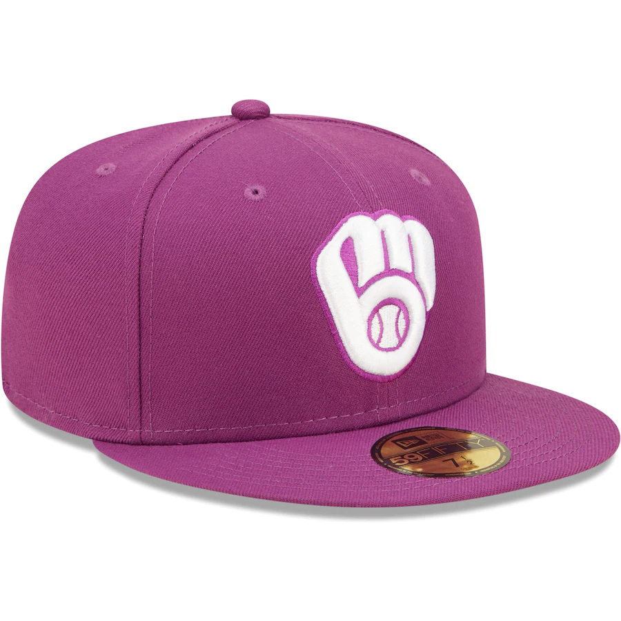 New Era Milwaukee Brewers Grape Logo 59FIFTY Fitted Hat