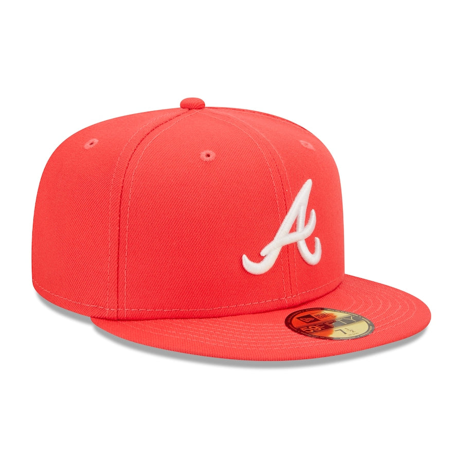 New Era Atlanta Braves Lava Highlighter Logo 59FIFTY Fitted Hat
