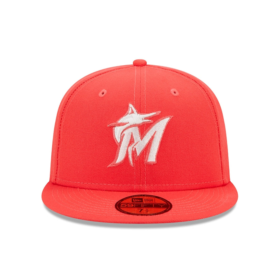 New Era Miami Marlins Lava Highlighter Logo 59FIFTY Fitted Hat