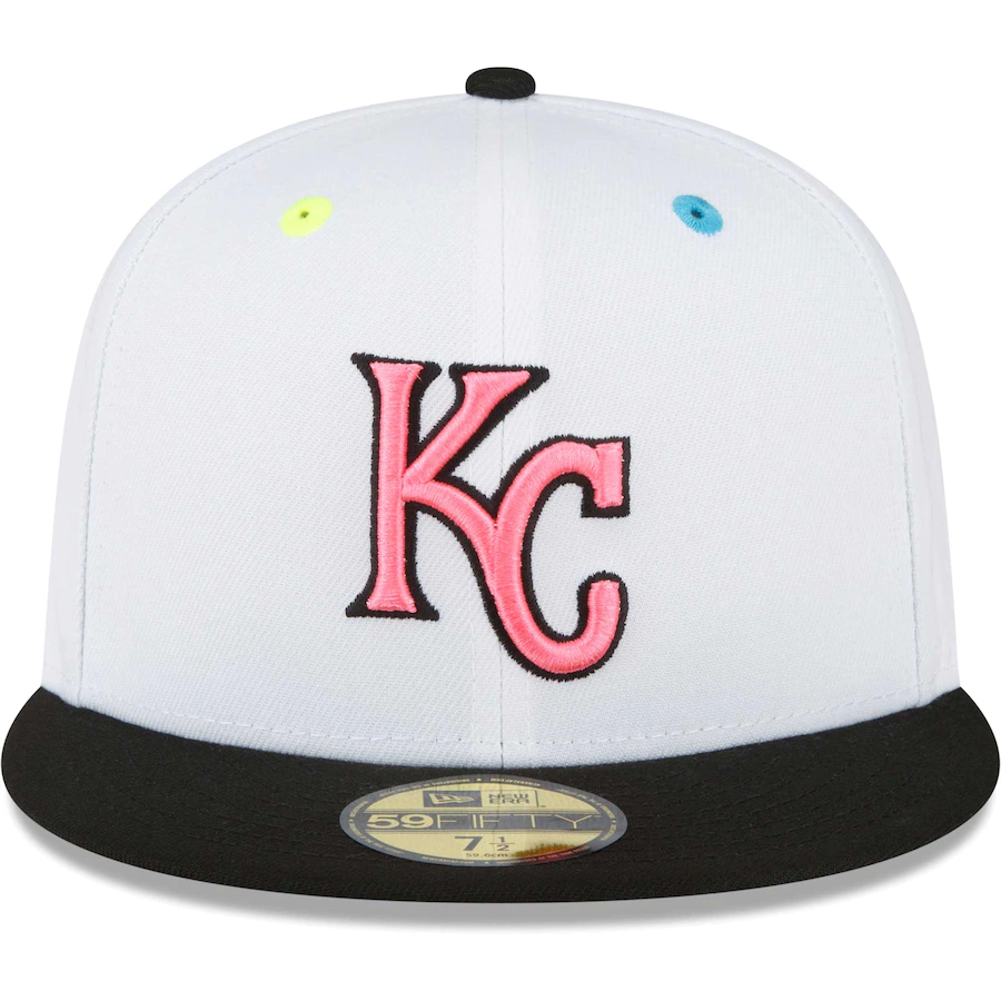 new era kansas city royals white neon eye 59fifty fitted hat $ 41 . 99 ...