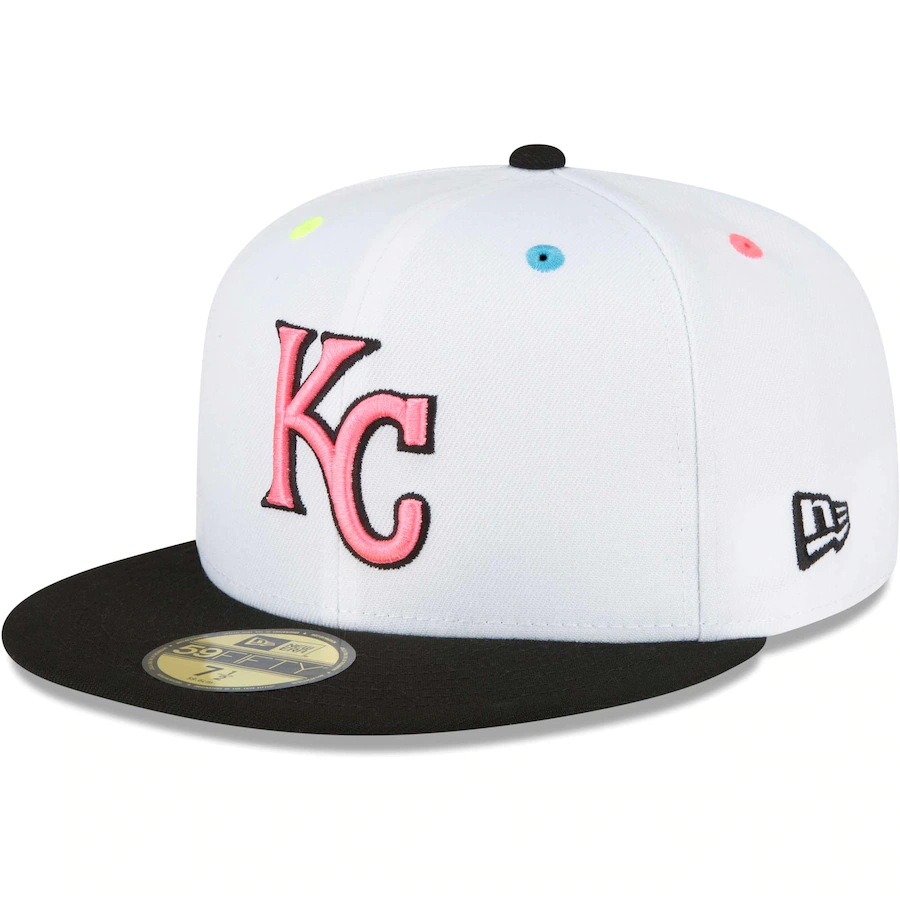 new era kansas city royals white neon eye 59fifty fitted hat $ 41 . 99 ...
