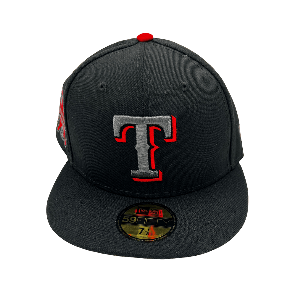 New Era Texas Rangers Black Metallic Side Patch 59FIFTY Fitted Hat
