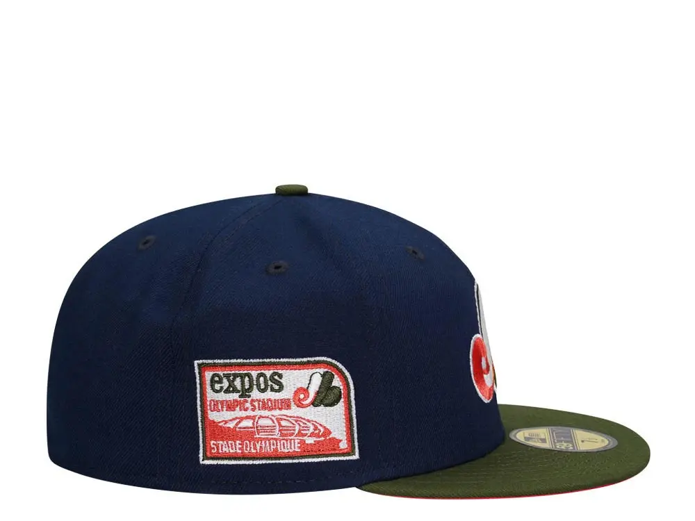 New Era Montreal Expos Olympic Stadium Navy/ Rifle Green 59FIFTY Fitted Hat