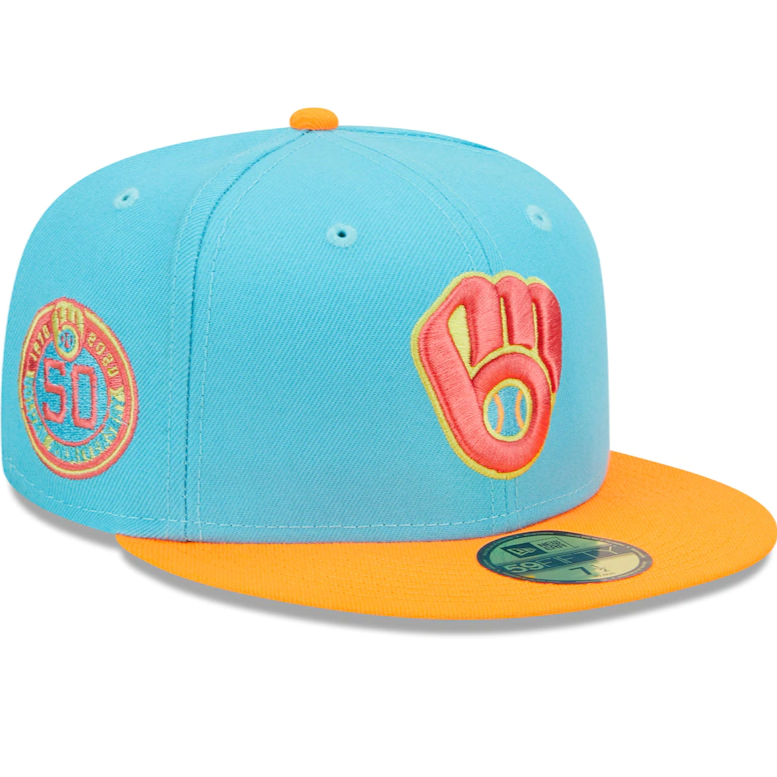 New Era Milwaukee Brewers Blue/Orange 50th Anniversary Vice Highlighte