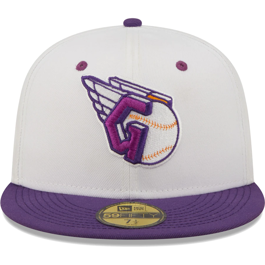 New Era Cleveland Guardians White/Purple Cap Logo Grape Lolli 59FIFTY ...