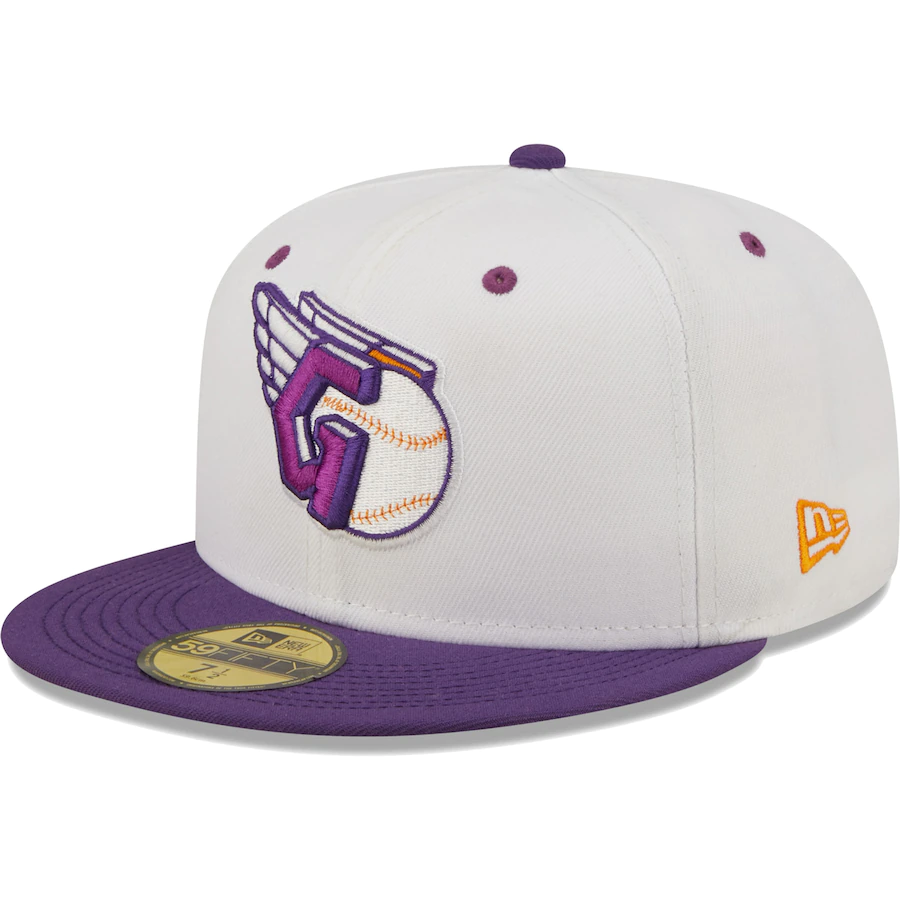 New Era Cleveland Guardians White/Purple Cap Logo Grape Lolli 59FIFTY ...
