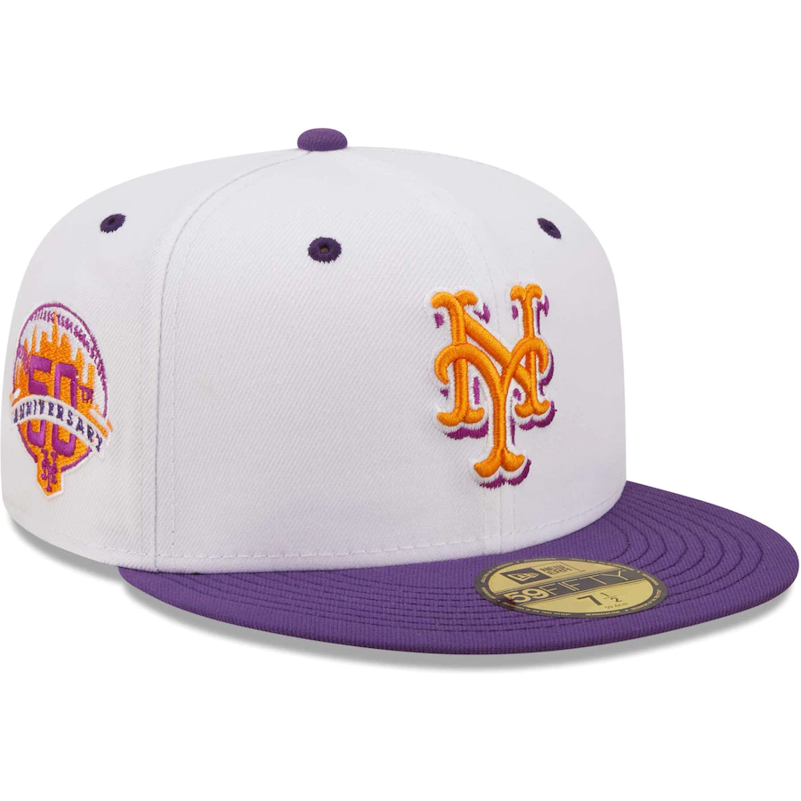 New Era New York Mets White/Purple 50th Anniversary Grape Lolli 59FIFT