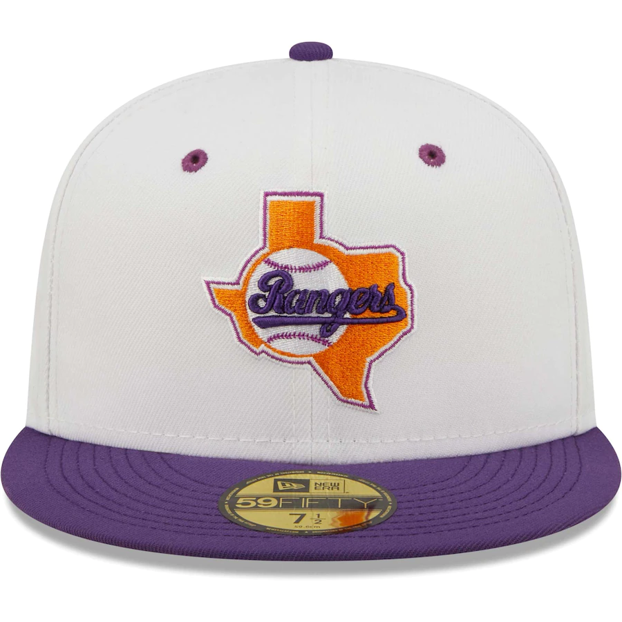 New Era Texas Rangers White/Purple 1993 Rangers Grape Lolli 59FIFTY Fi