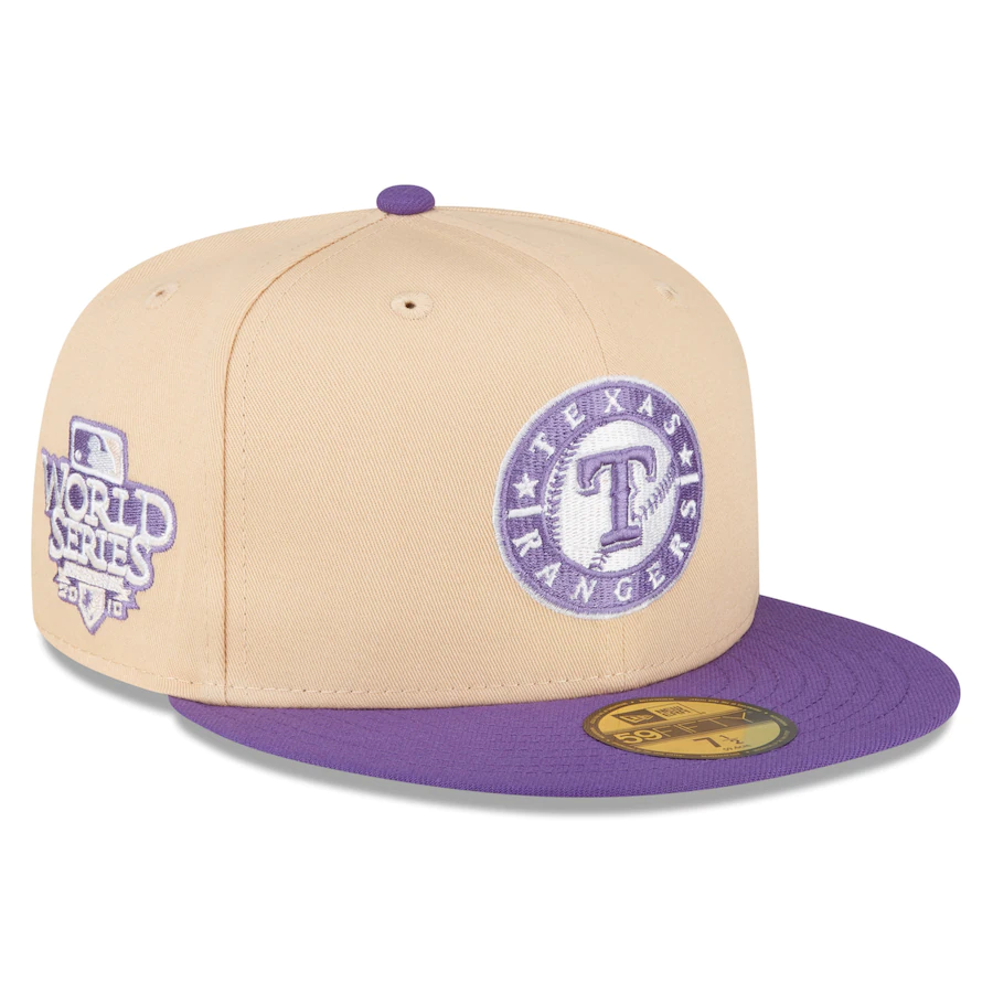 New Era Texas Rangers Peach/Purple 2010 World Series 59FIFTY Fitted Ha