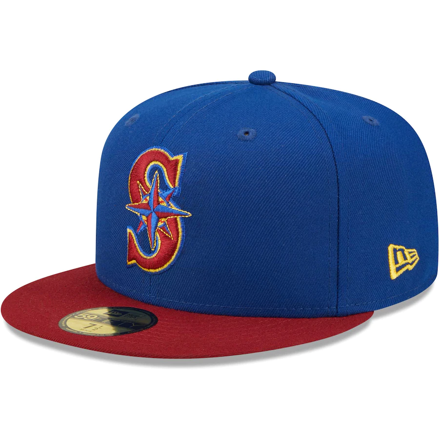 New Era Seattle Mariners Blue/Red Logo Primary Jewel Gold Undervisor ...